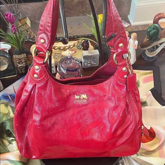 Coach | Bags | Coach Scarlet Red Shoulder Bag With Gold Accents | Poshmark